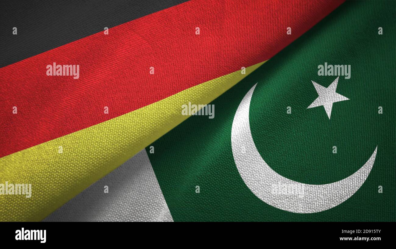Germany and Pakistan two flags textile cloth, fabric texture Stock ...
