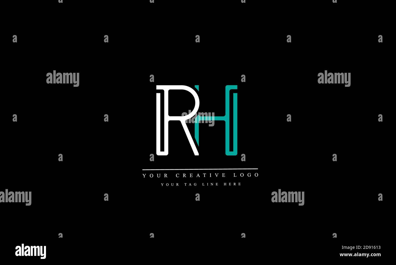 RH HR abstract vector logo monogram template Stock Photo - Alamy