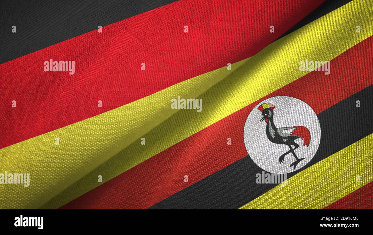 Germany and Uganda two flags textile cloth, fabric texture Stock Photo ...