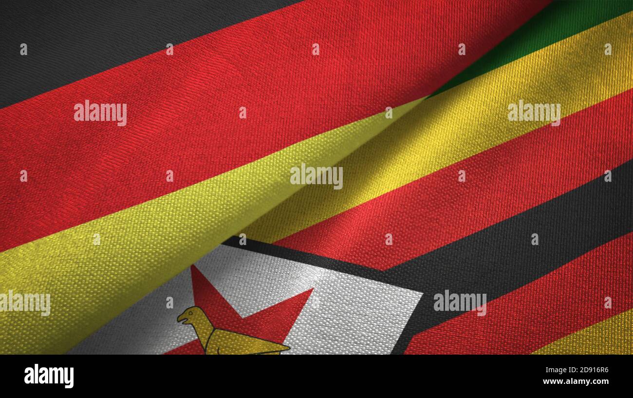 Germany and Zimbabwe two flags textile cloth, fabric texture Stock ...