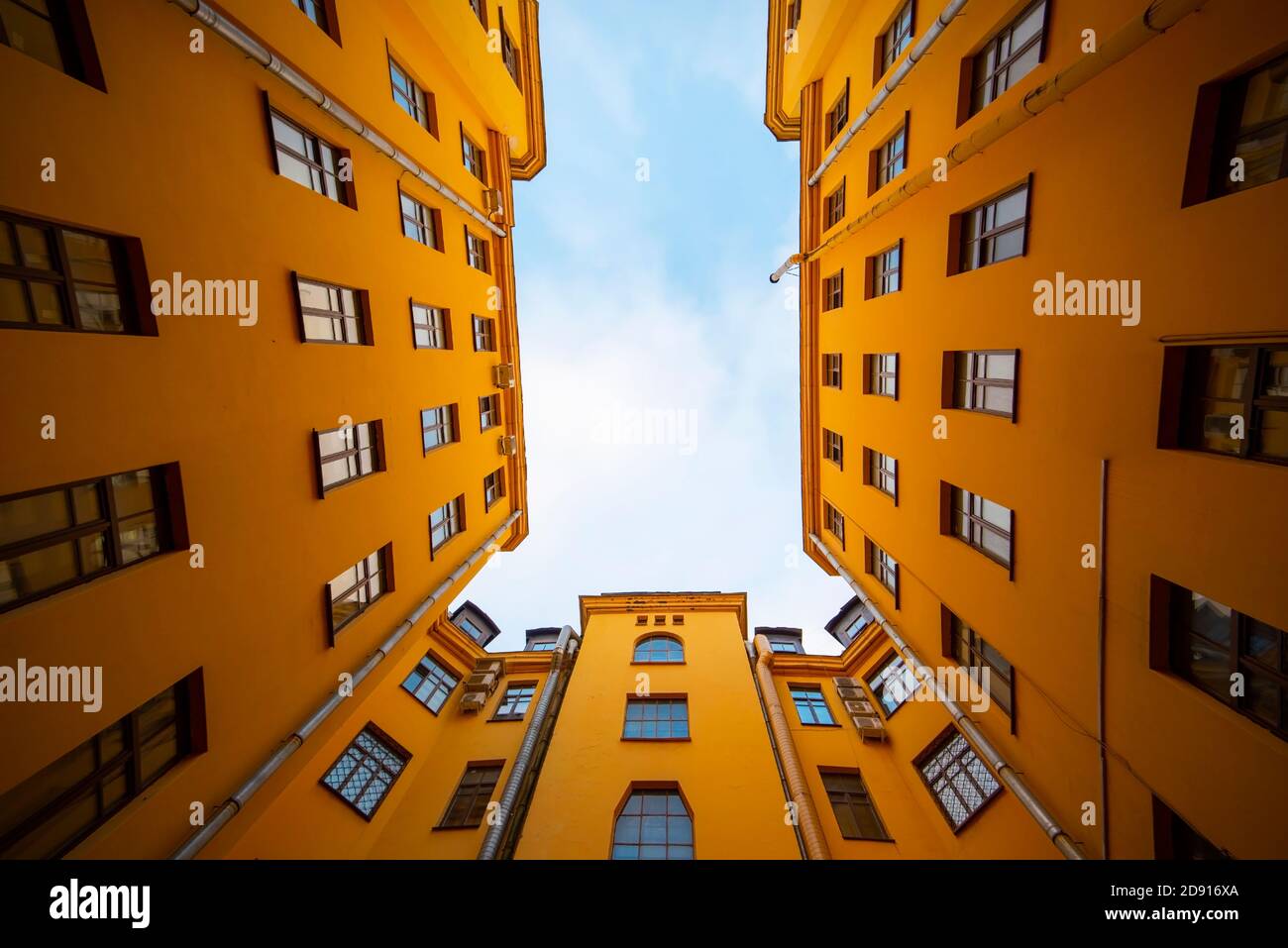 Traditional courtyard or court yard well in Saint-Petersburg, Russia ...