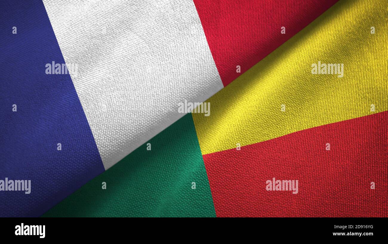 France and Benin two flags textile cloth, fabric texture Stock Photo ...