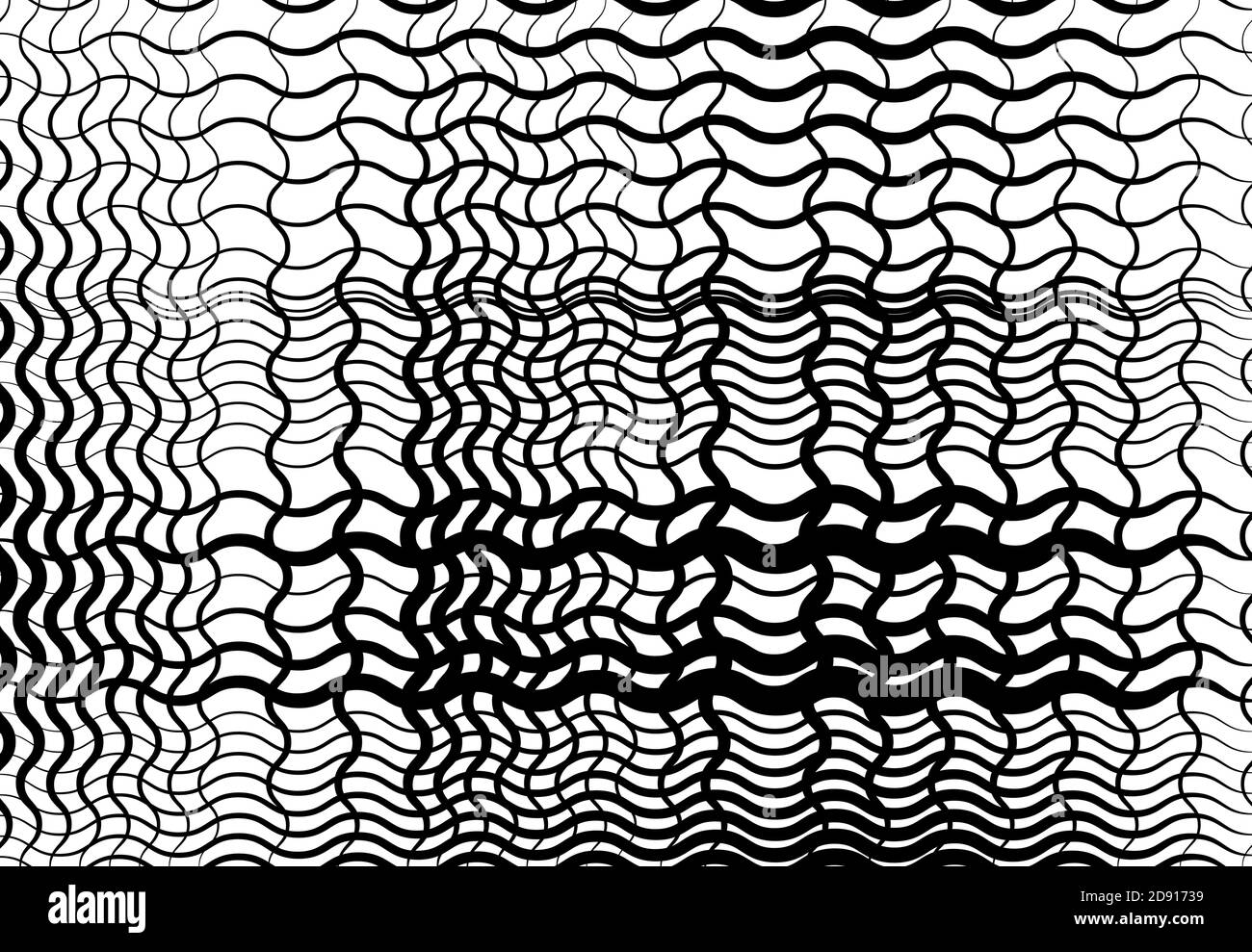 Grid, mesh of wavy, undulating, waving, billowy lines. Abstract black ...