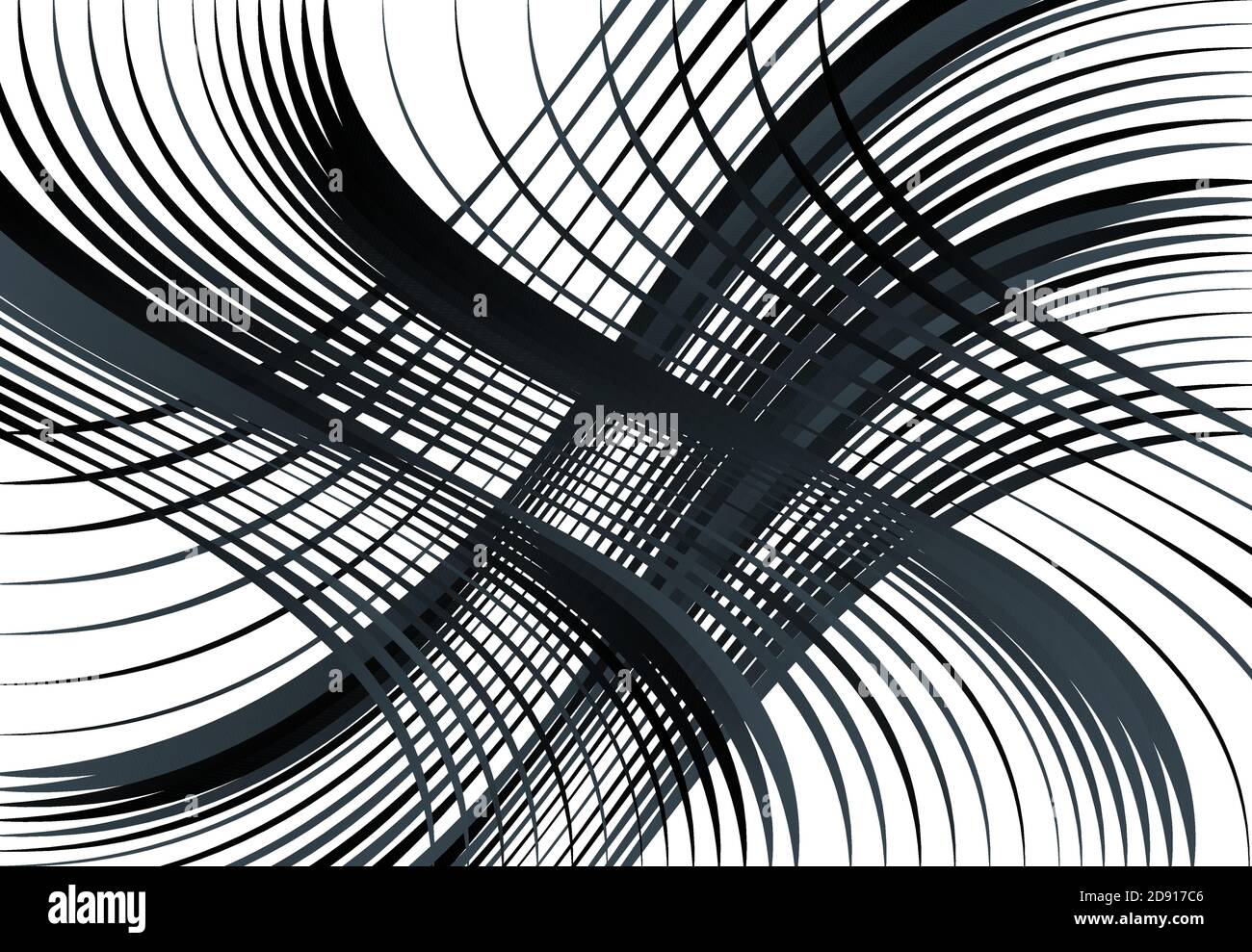 Grid, mesh of wavy, undulating, waving, billowy lines. Abstract black ...