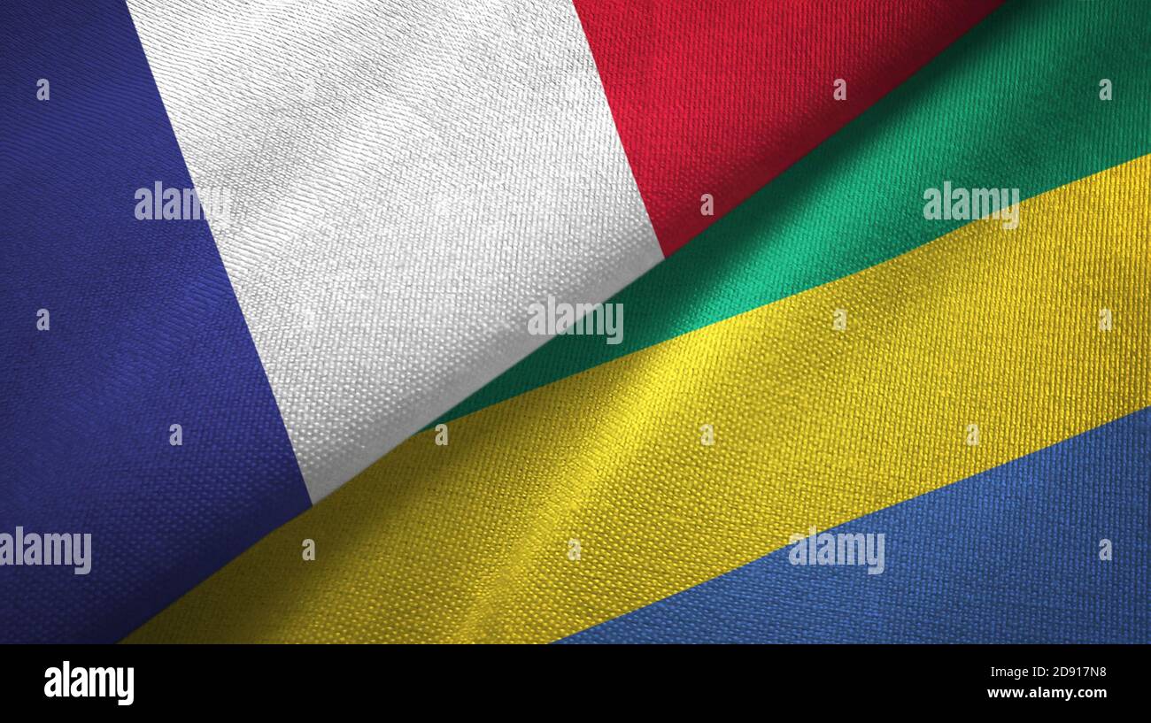 France and Gabon two flags textile cloth, fabric texture Stock Photo ...