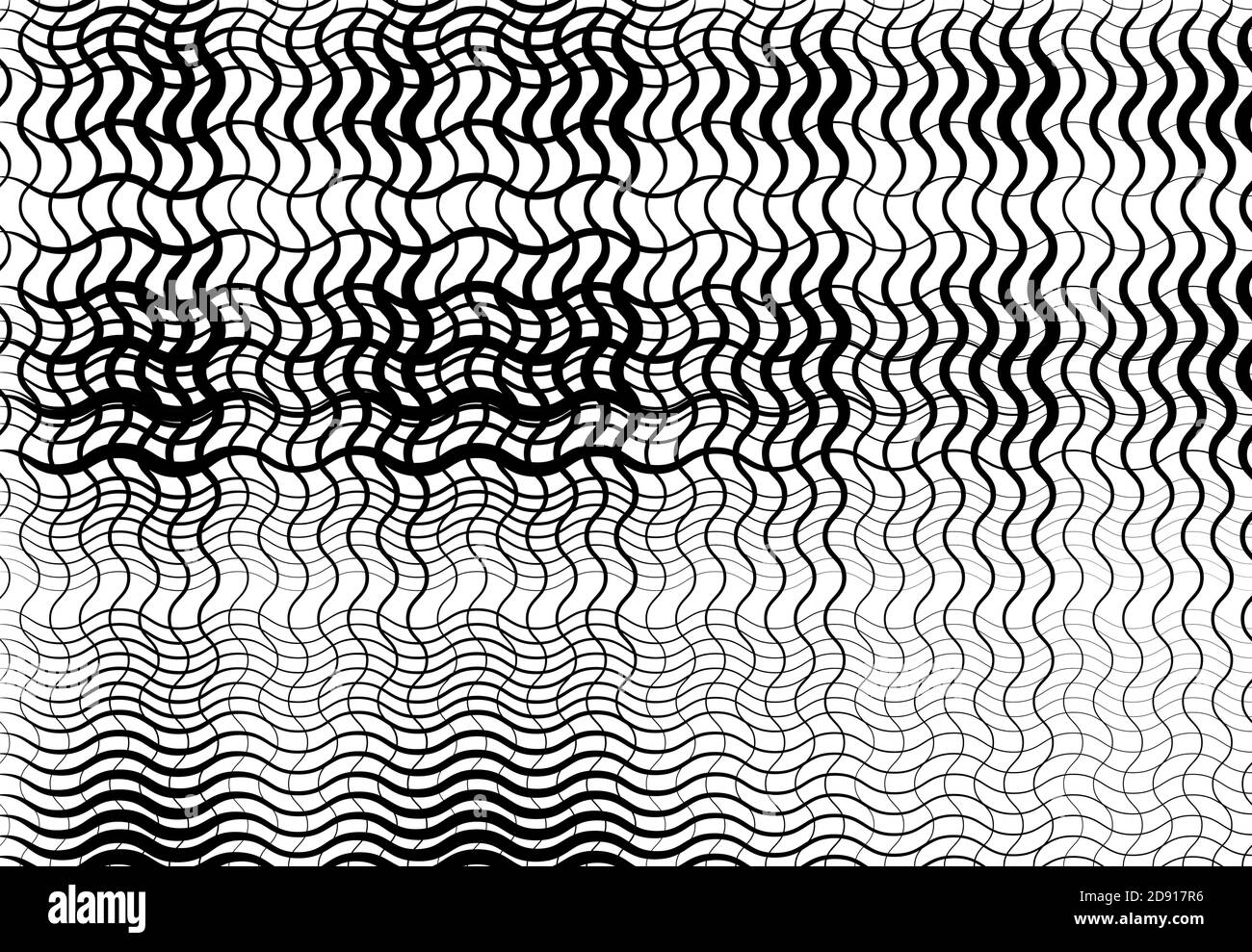 Grid, mesh of wavy, undulating, waving, billowy lines. Abstract black ...