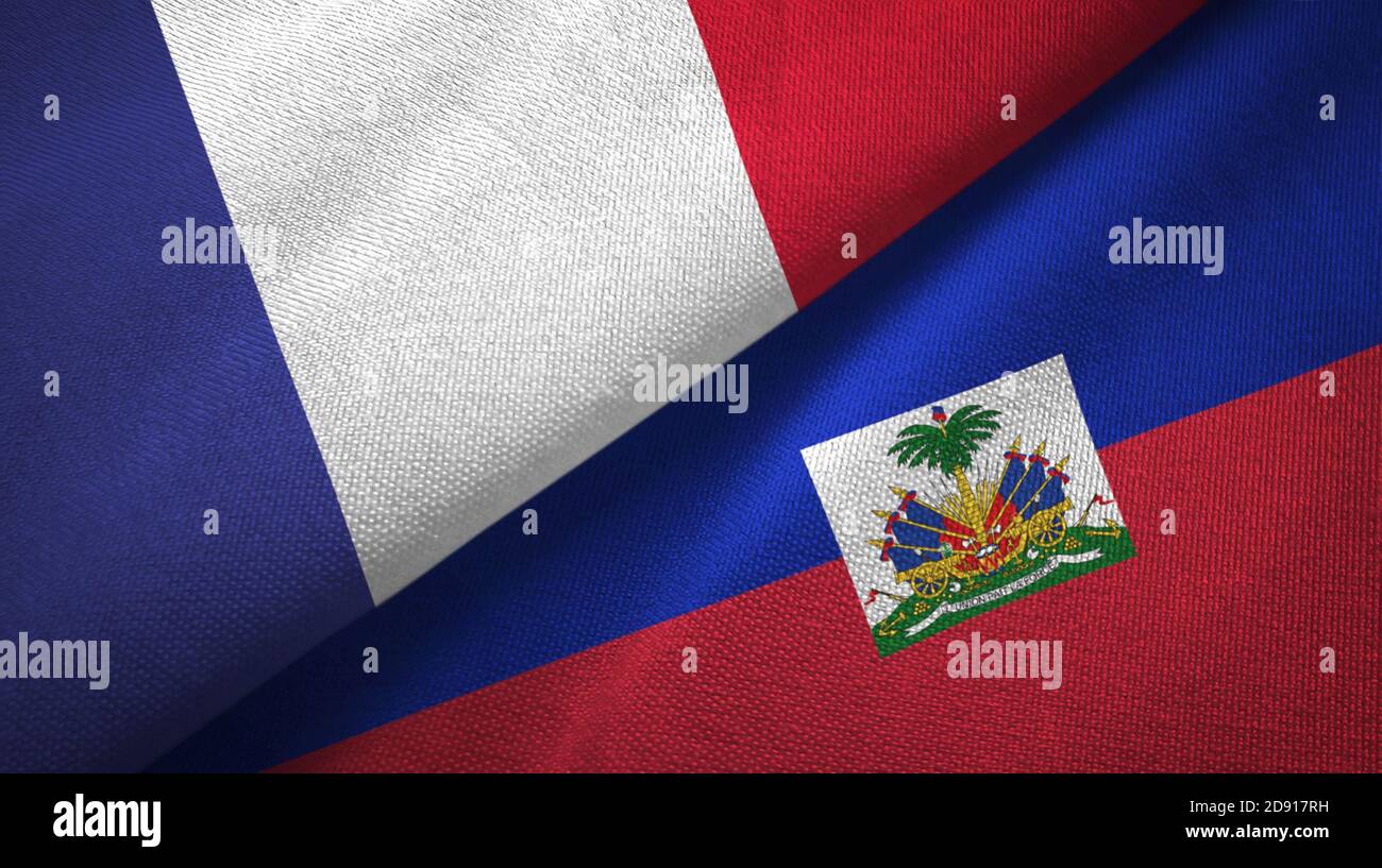 France and Haiti two flags textile cloth, fabric texture Stock Photo ...