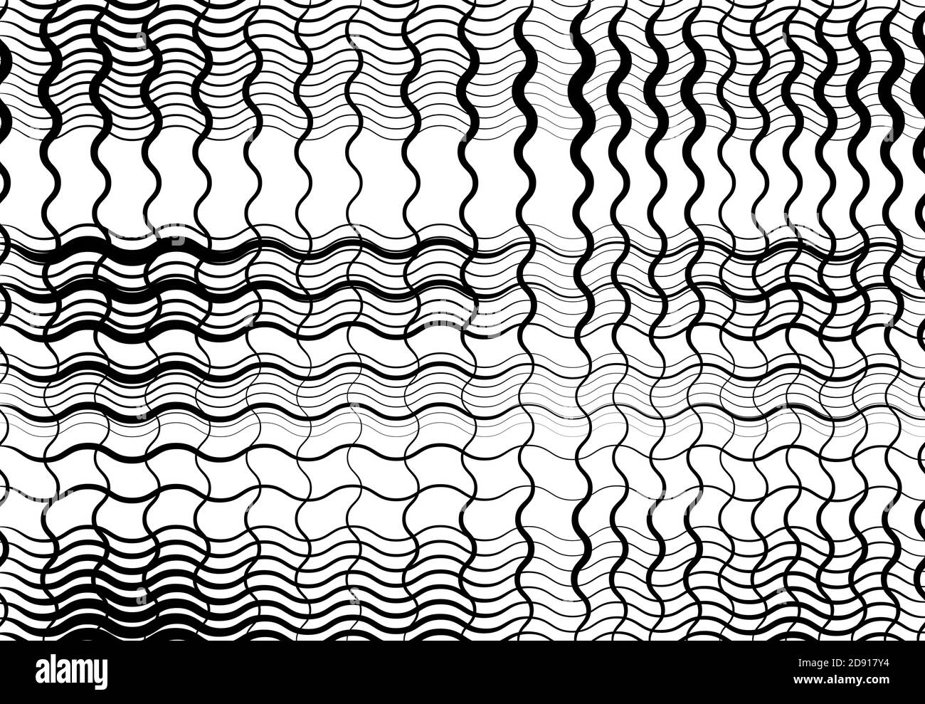 Grid, mesh of wavy, undulating, waving, billowy lines. Abstract black ...