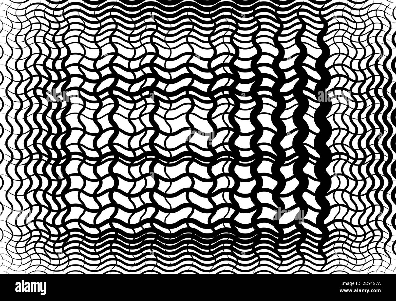 Grid, mesh of wavy, undulating, waving, billowy lines. Abstract black ...