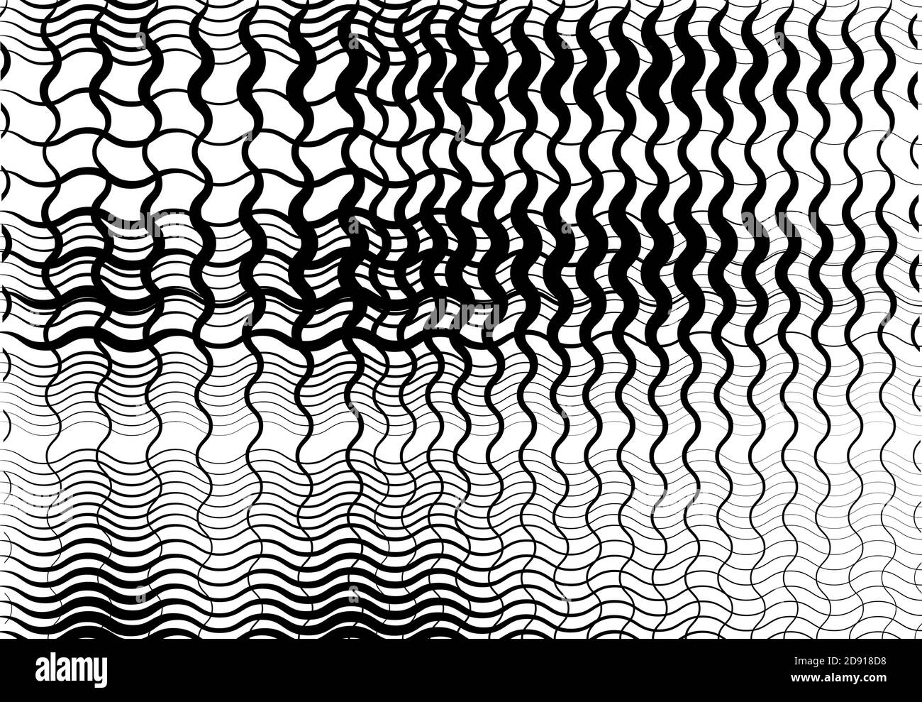 Grid, mesh of wavy, undulating, waving, billowy lines. Abstract black ...
