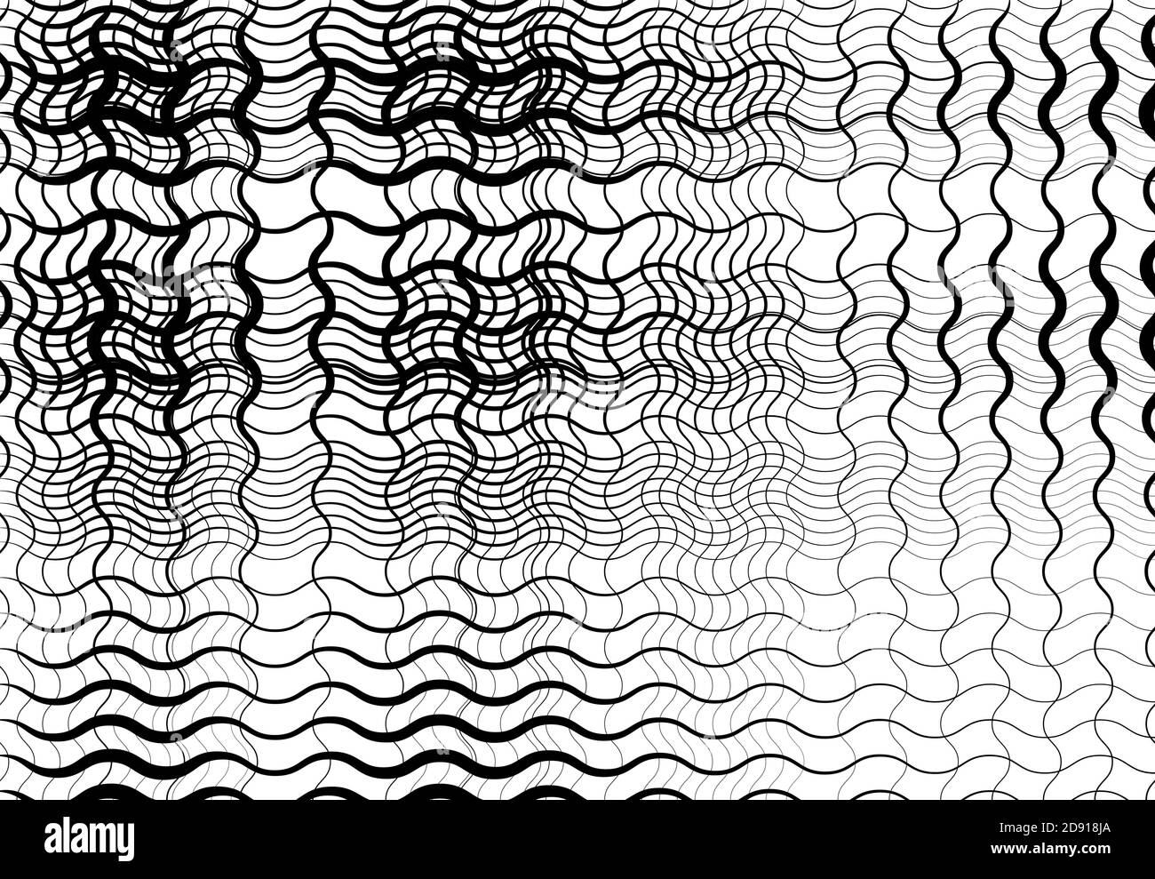 Grid, mesh of wavy, undulating, waving, billowy lines. Abstract black ...