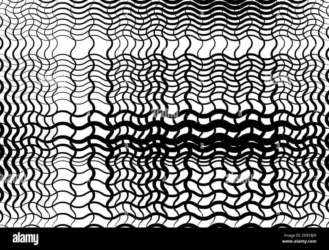 Grid, mesh of wavy, undulating, waving, billowy lines. Abstract black ...