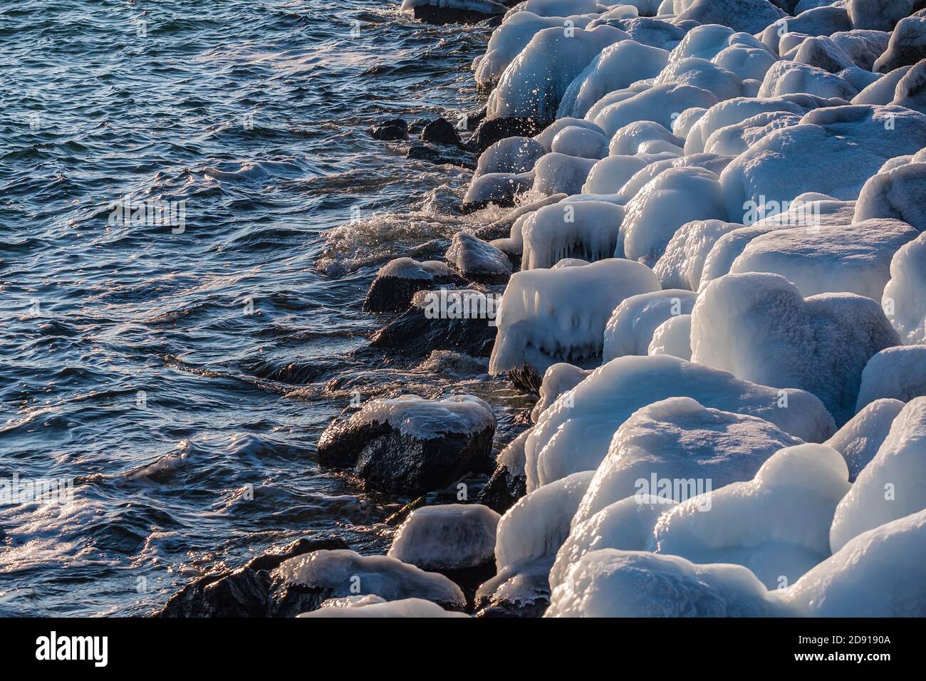 The mole in winter time in Warnemuende, Germany Stock Photo - Alamy