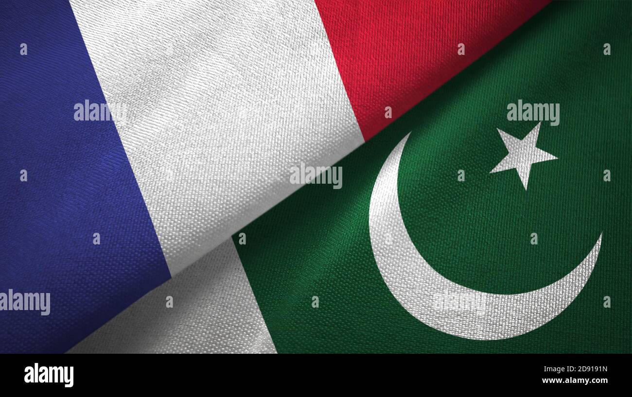 France and Pakistan two flags textile cloth, fabric texture Stock Photo ...