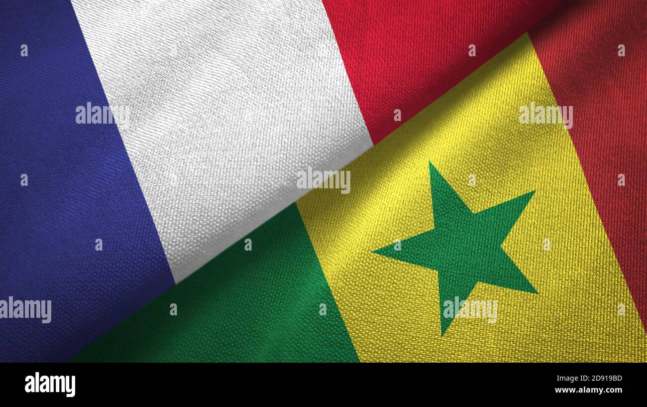 France and Senegal two flags textile cloth, fabric texture Stock Photo ...