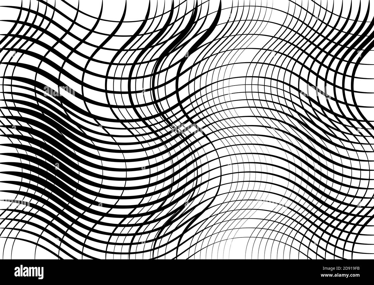 Grid, mesh of wavy, undulating, waving, billowy lines. Abstract black ...