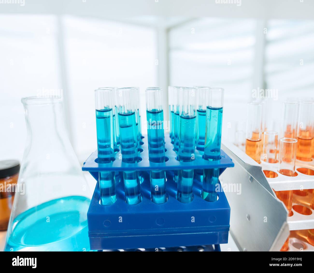 container with test tubes on the table in the laboratory Stock Photo ...