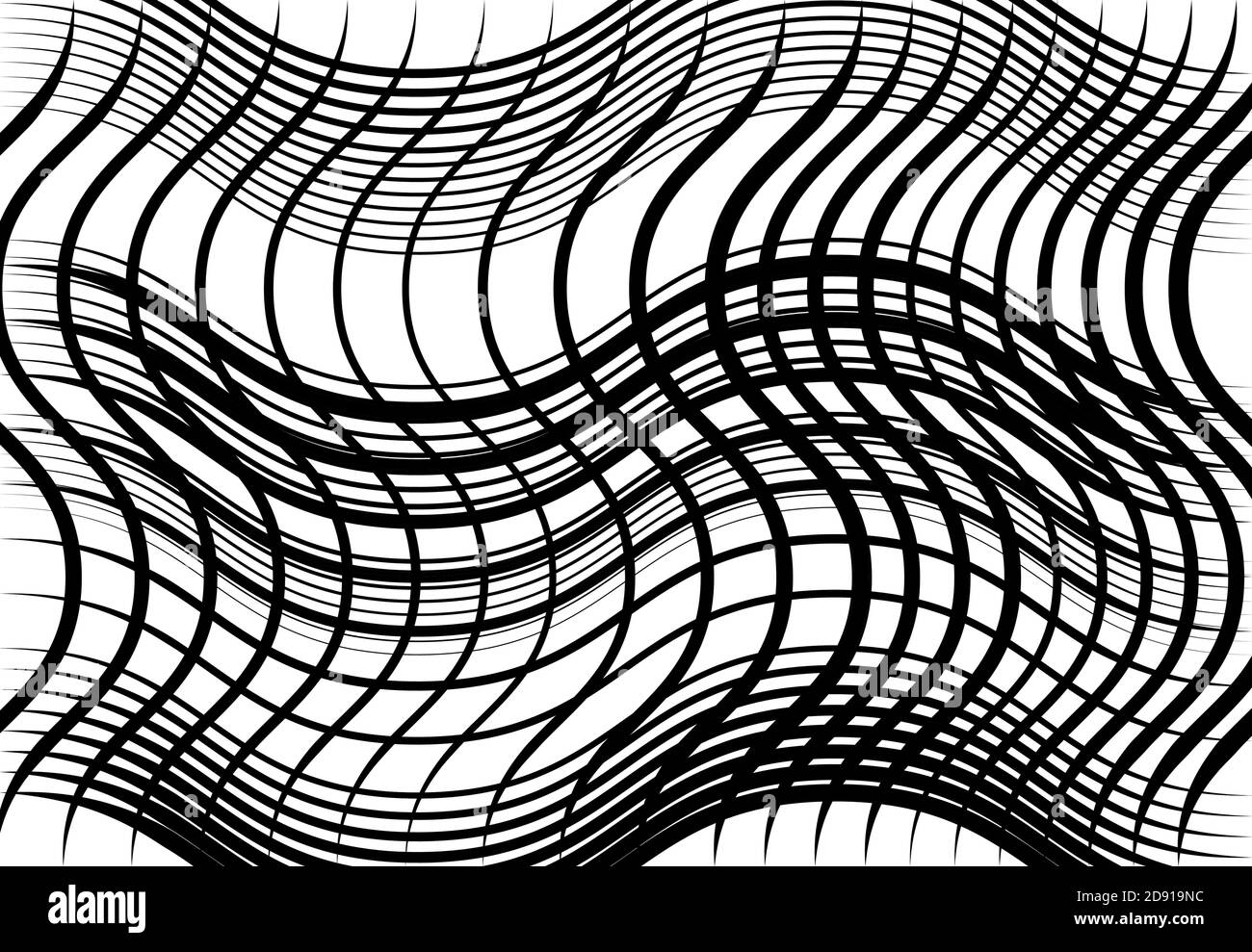 Grid, mesh of wavy, undulating, waving, billowy lines. Abstract black ...