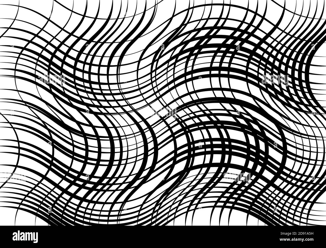 Grid, mesh of wavy, undulating, waving, billowy lines. Abstract black ...