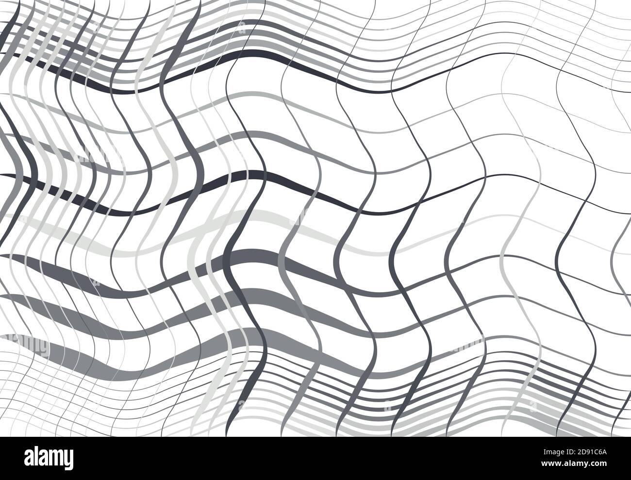 Grid, mesh of wavy, undulating, waving, billowy lines. Abstract black ...