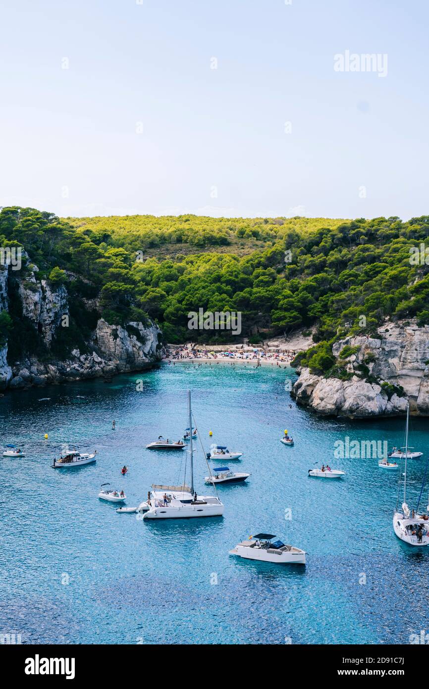 Panoramic view of Cala Macarelleta, Menorca Spain Stock Photo - Alamy