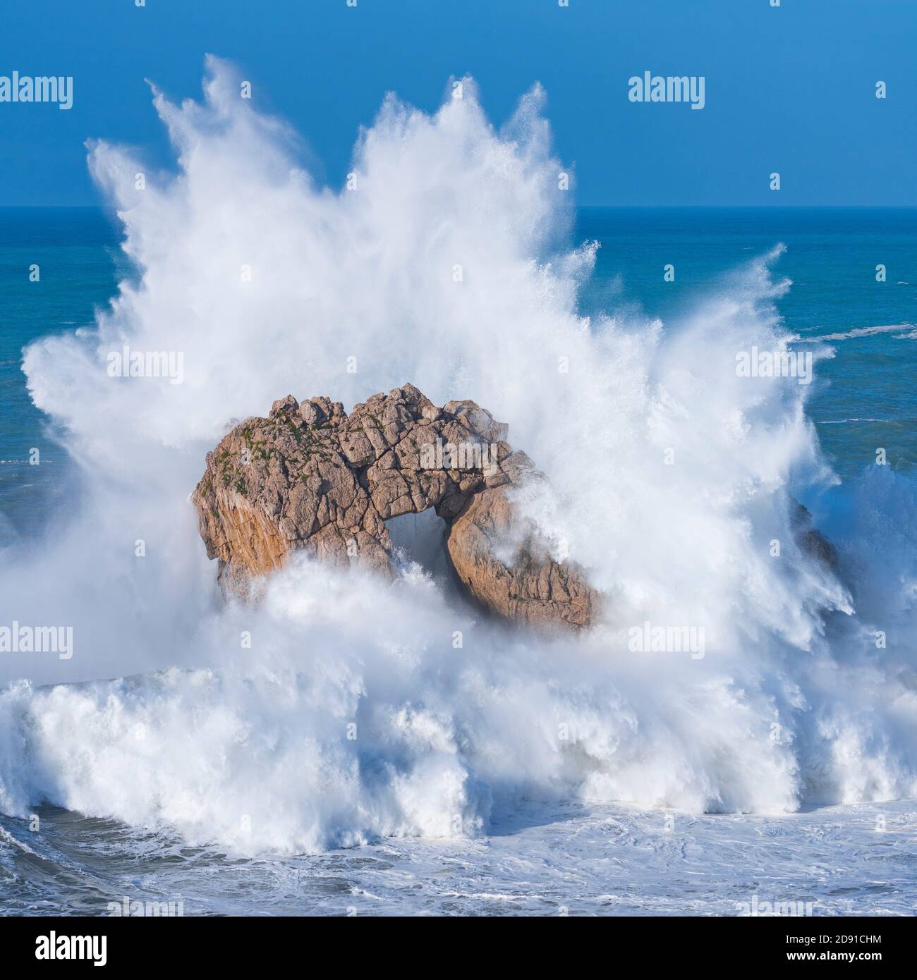 Swell in the Cantabrian Sea. Big waves in the so-called "Puerta del ...