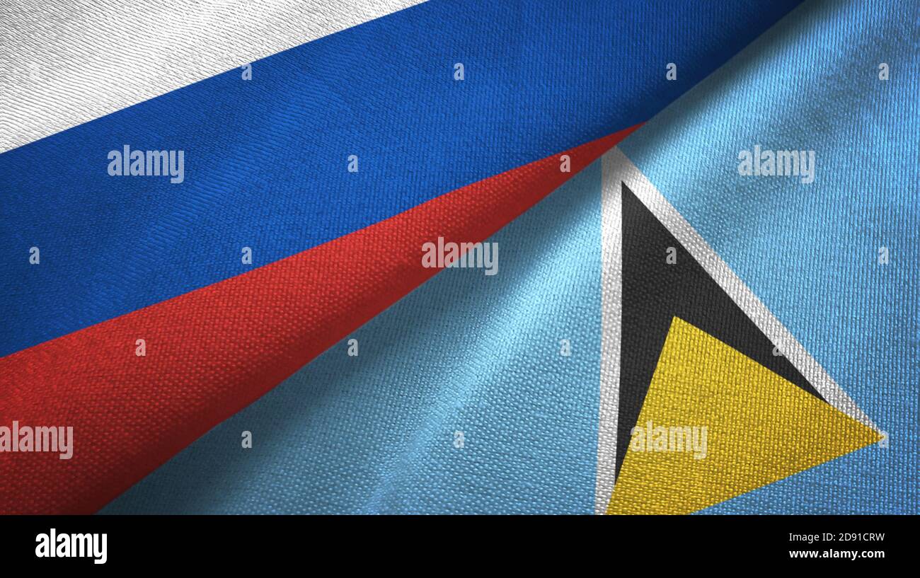Russia and Saint Lucia two flags textile cloth, fabric texture Stock ...