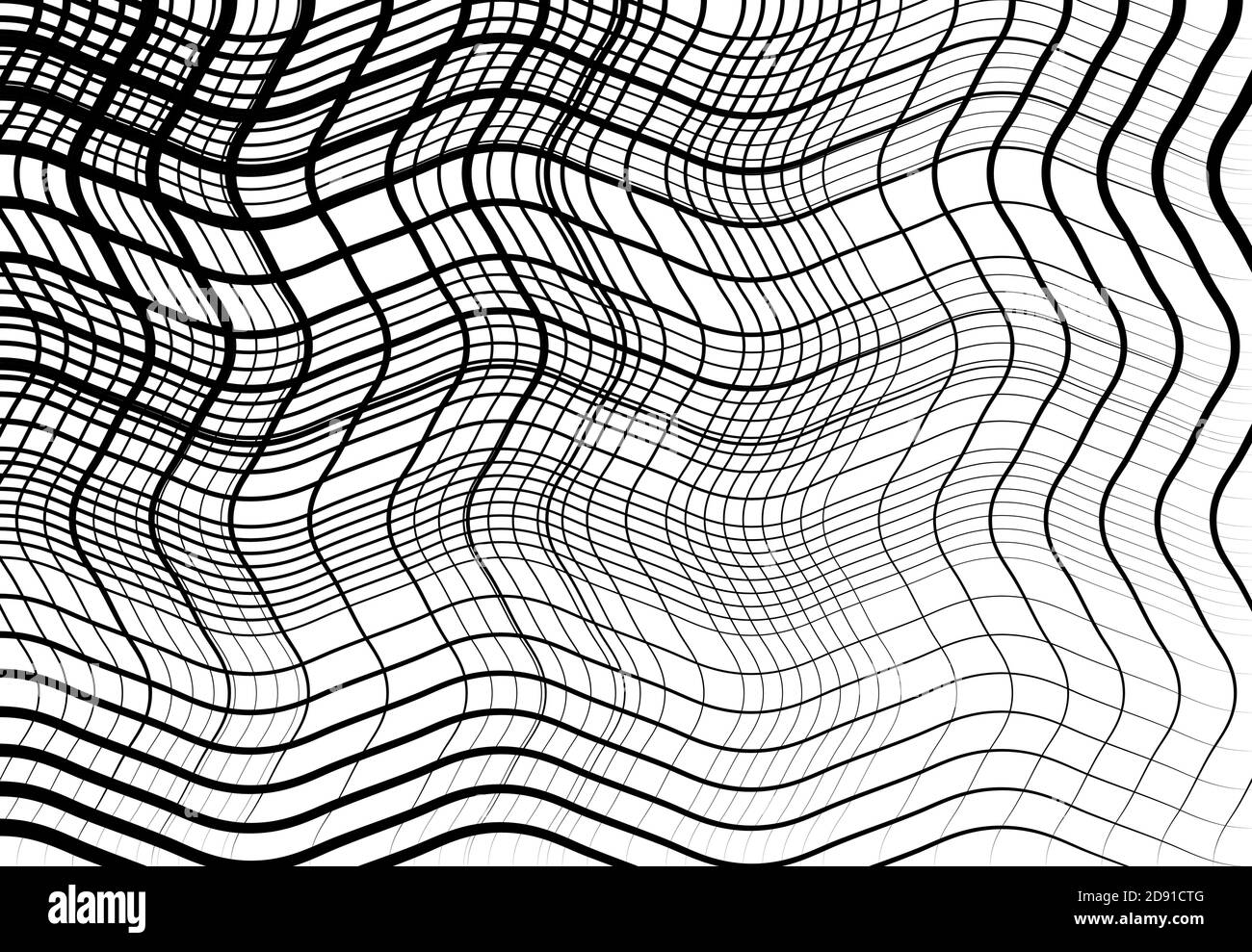Grid, mesh of wavy, undulating, waving, billowy lines. Abstract black ...