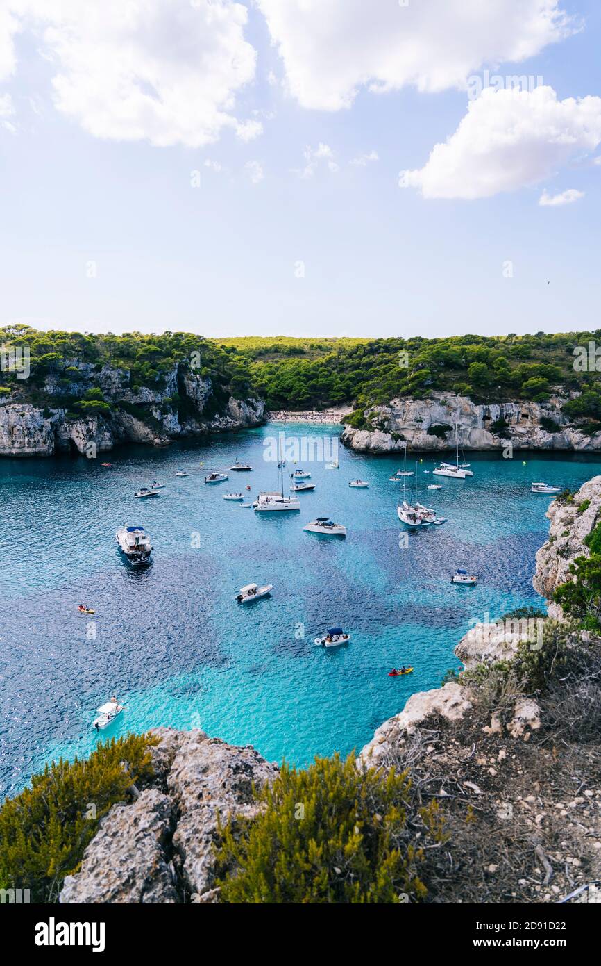 Panoramic view of Cala Macarelleta, Menorca Spain Stock Photo - Alamy
