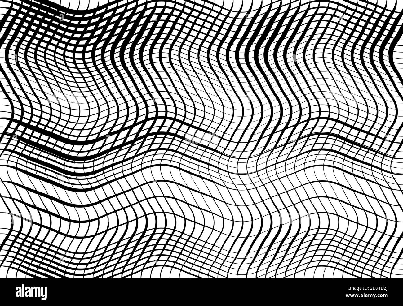 Grid, mesh of wavy, undulating, waving, billowy lines. Abstract black ...