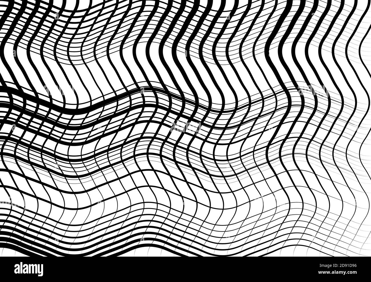 Grid, mesh of wavy, undulating, waving, billowy lines. Abstract black ...
