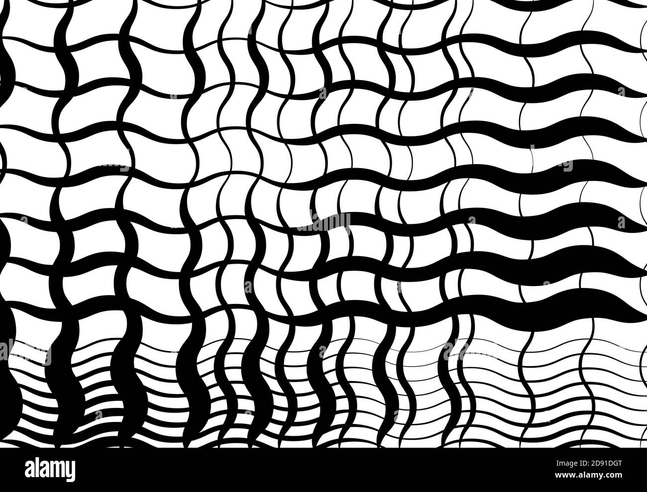 Grid, mesh of wavy, undulating, waving, billowy lines. Abstract black ...