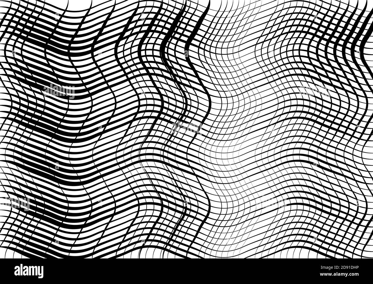 Grid Mesh Of Wavy Undulating Waving Billowy Lines Abstract Black And White Grayscale