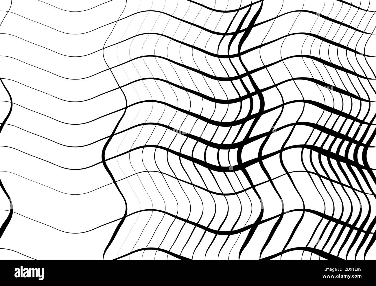 Grid, mesh of wavy, undulating, waving, billowy lines. Abstract black ...