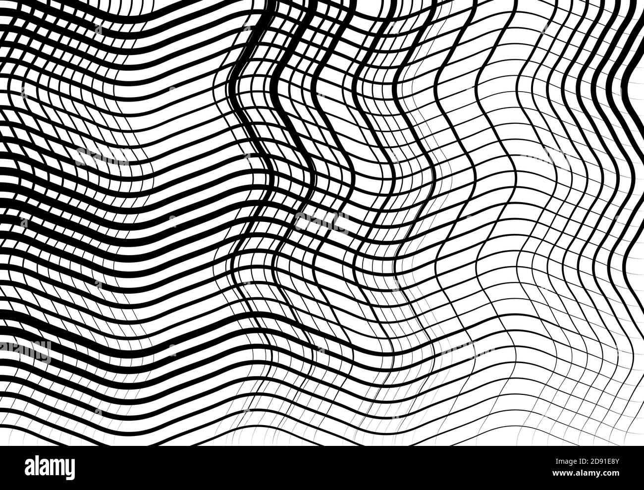 Grid, mesh of wavy, undulating, waving, billowy lines. Abstract black ...