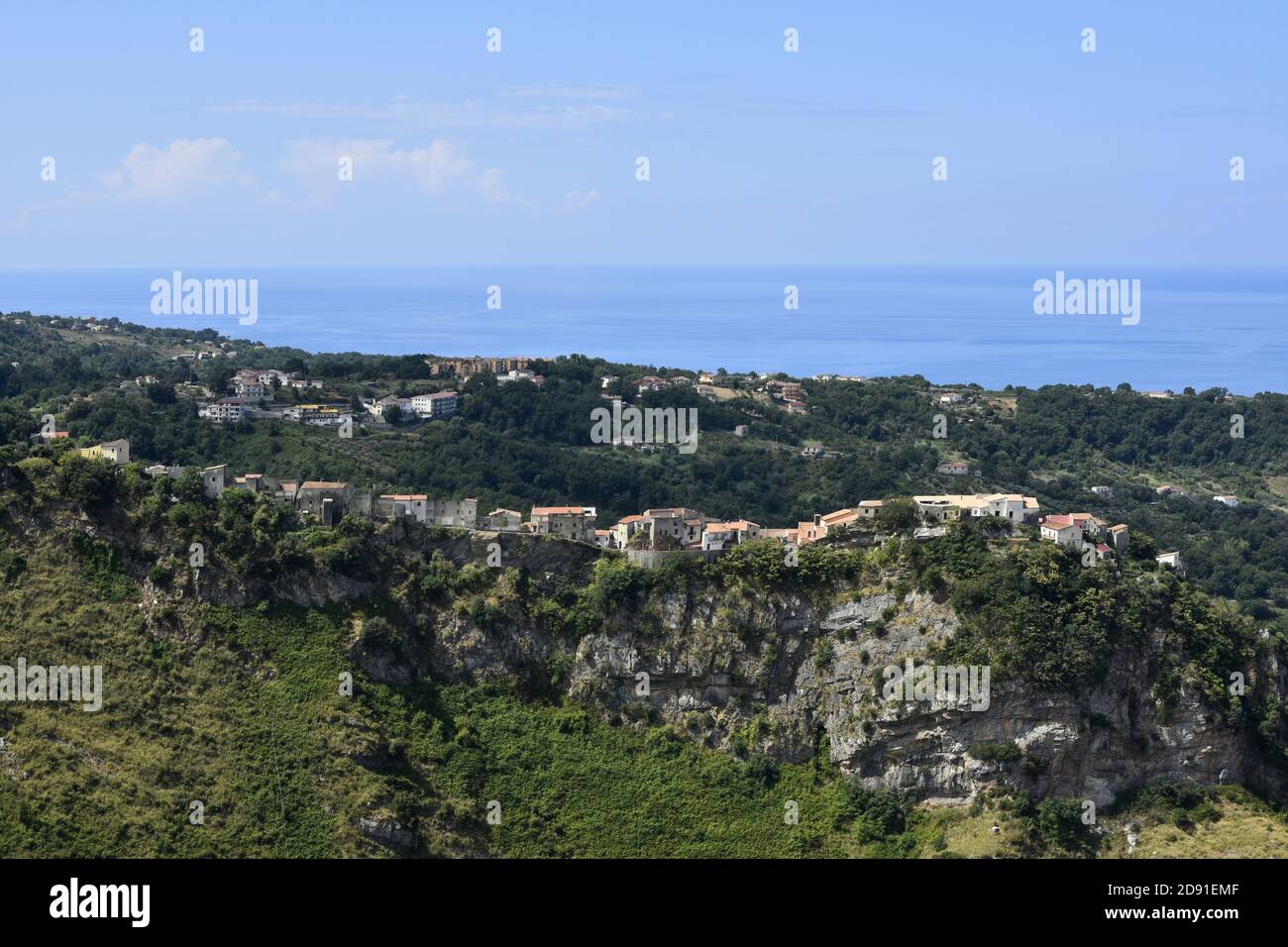 Panoramic view of Maierà, a rural village in the mountains of the ...