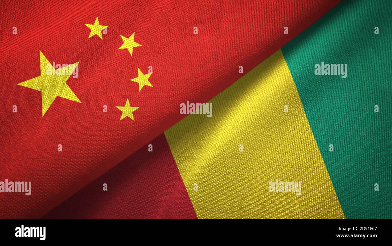 China and Guinea two flags textile cloth, fabric texture Stock Photo ...