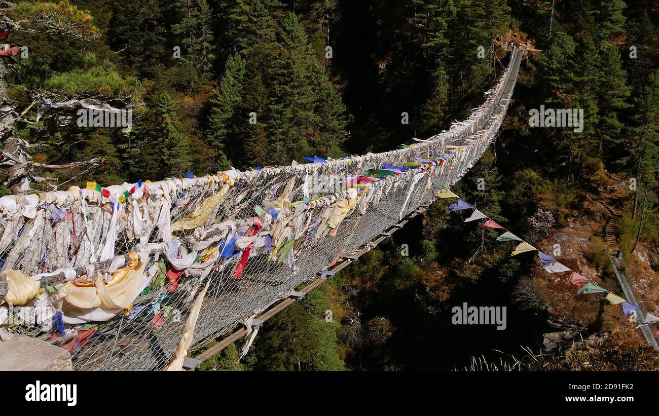 Nepal trail bridge forest hi-res stock photography and images - Alamy