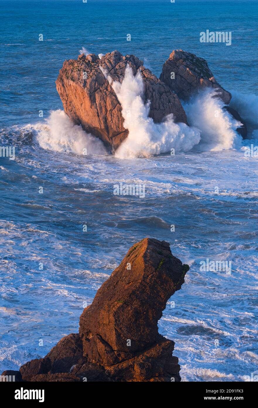 Swell in the Cantabrian Sea. Big waves in the so-called "Puerta del ...