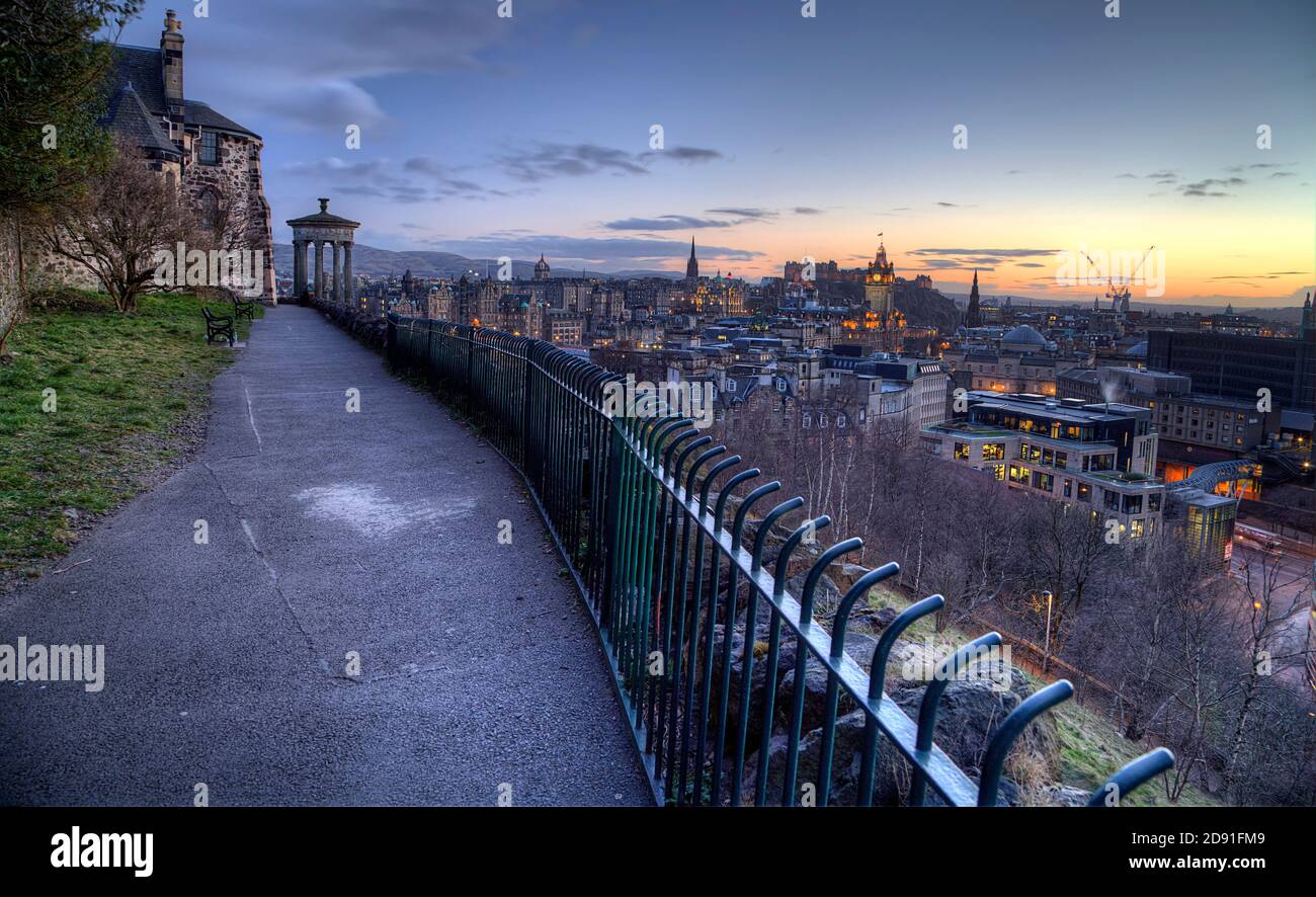 The town of Edinburgh at sunset Scotland Stock Photo - Alamy