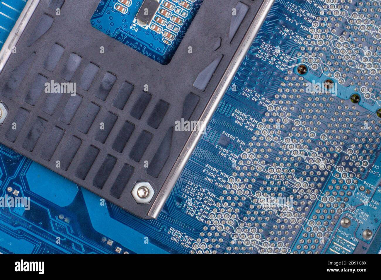 Close up view of electronic computer motherboard. seamy side Stock ...