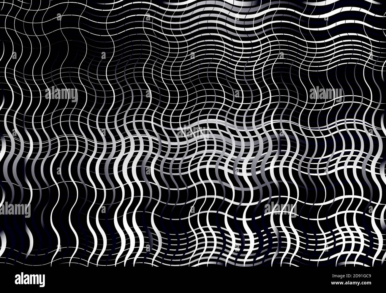 Grid, mesh of wavy, undulating, waving, billowy lines. Abstract black ...
