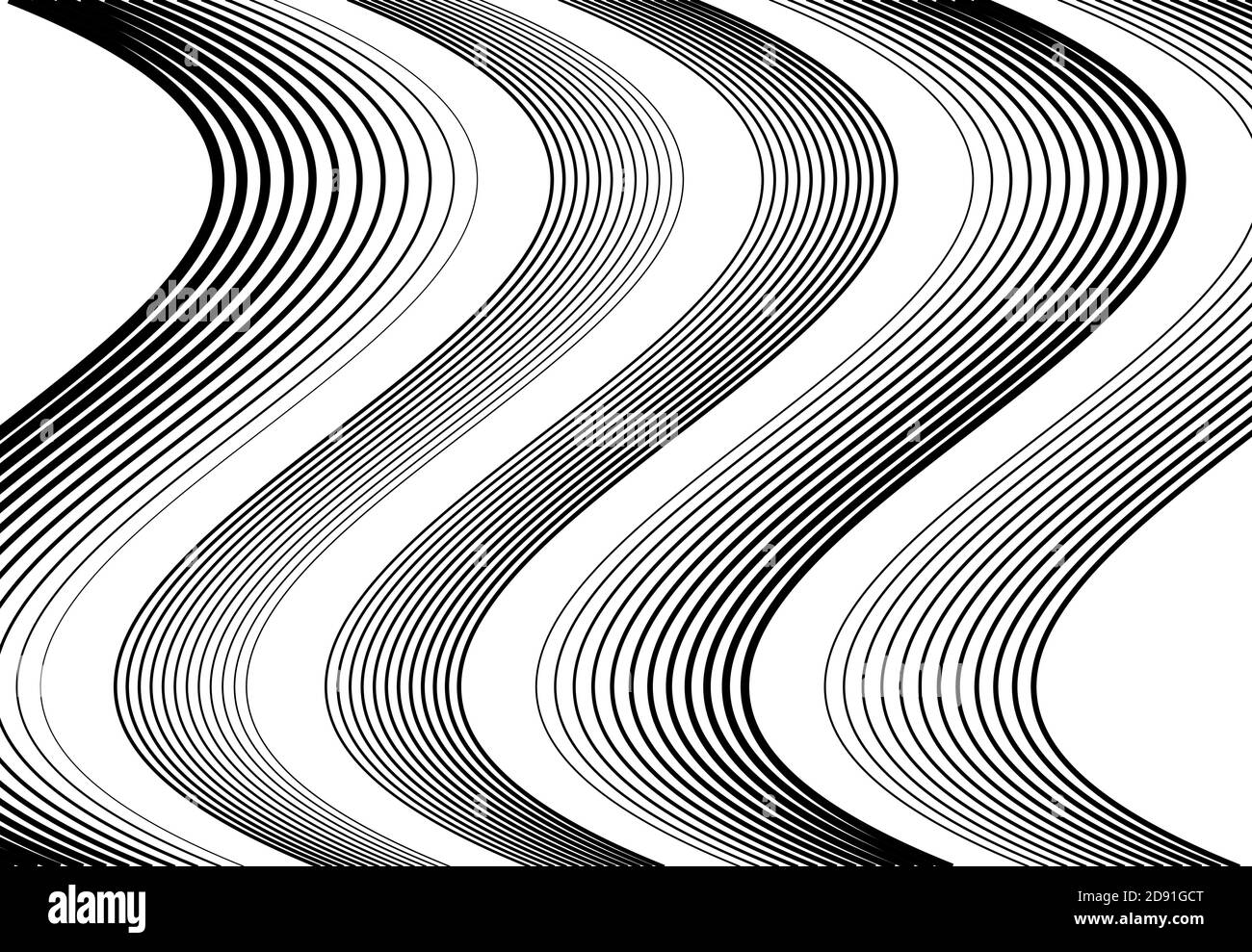 Wavy, waving and undulating, billowy lines, stripes abstract design ...