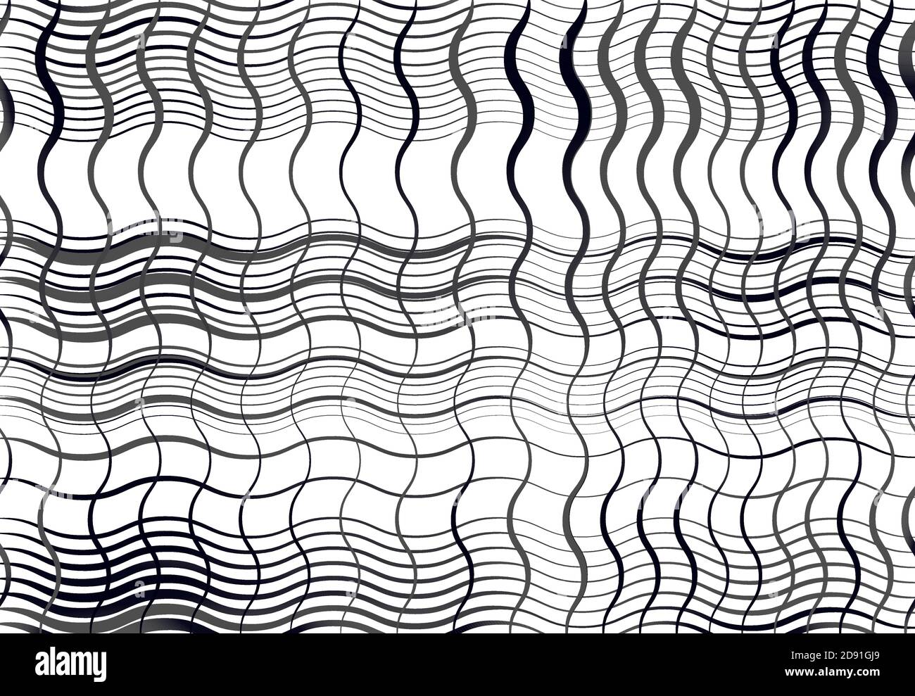Grid Mesh Of Wavy Undulating Waving Billowy Lines Abstract Black And White Grayscale