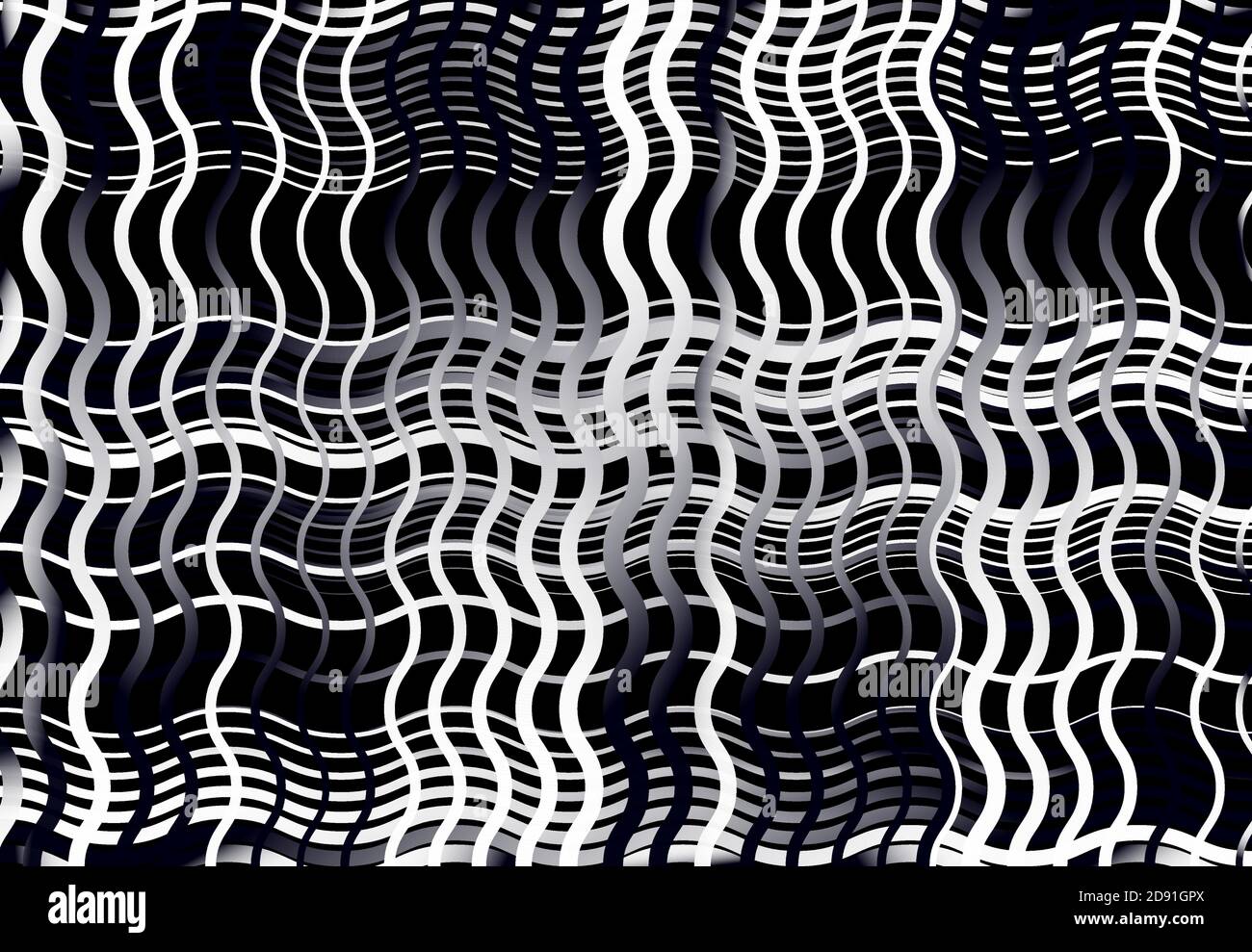 Grid, mesh of wavy, undulating, waving, billowy lines. Abstract black ...