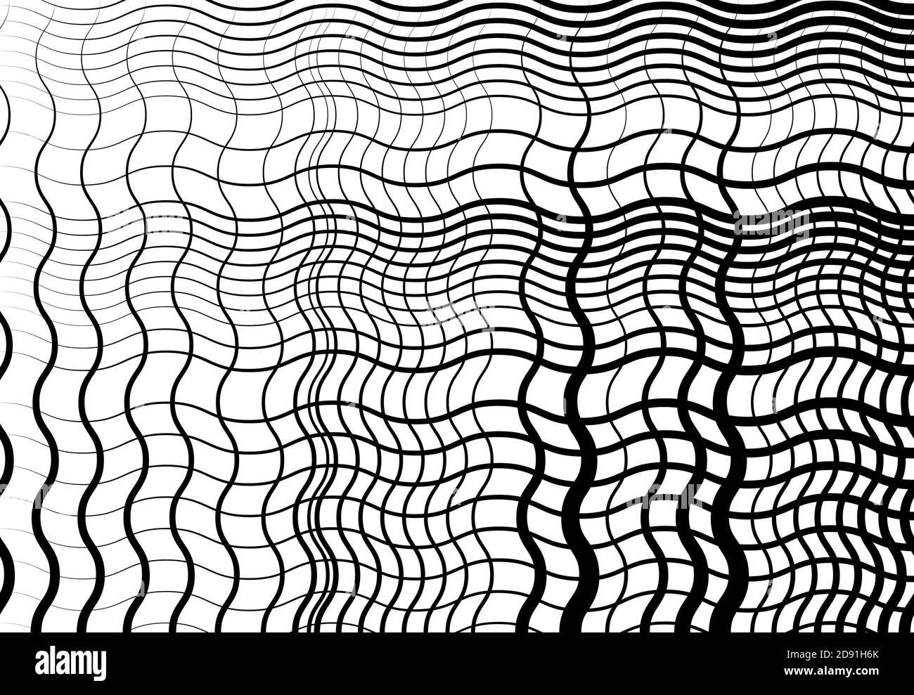 Grid, mesh of wavy, undulating, waving, billowy lines. Abstract black ...