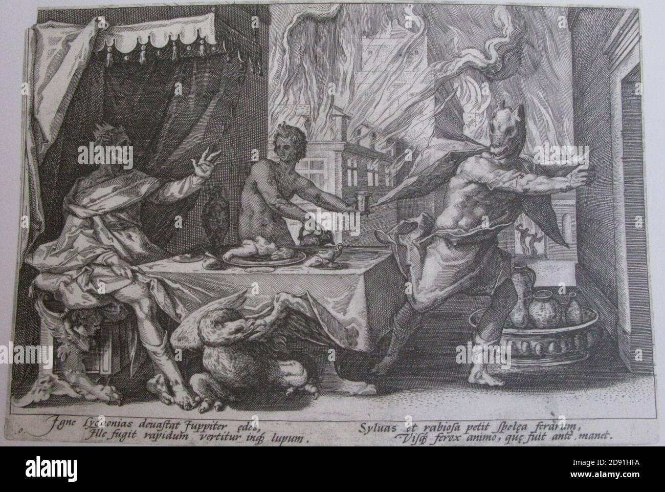 Jupiter turns Lycaon into a wolf, Iconotheca Valvasoriana Stock Photo ... Jupiter turns Lycaon into a wolf, Iconotheca Valvasoriana Stock Photo ...