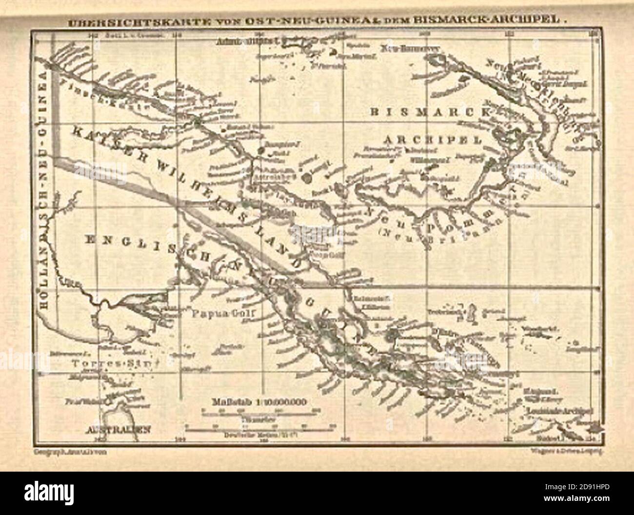 Kaiser Wilhelms-Land Ost Neu Guinea 1884-1885 map Stock Photo - Alamy