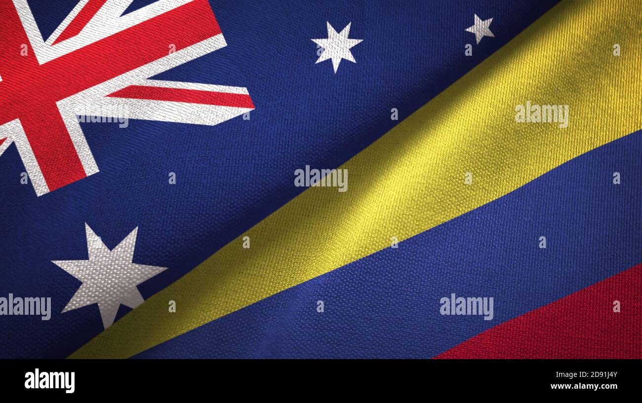 Australia and Colombia two flags textile cloth, fabric texture Stock ...
