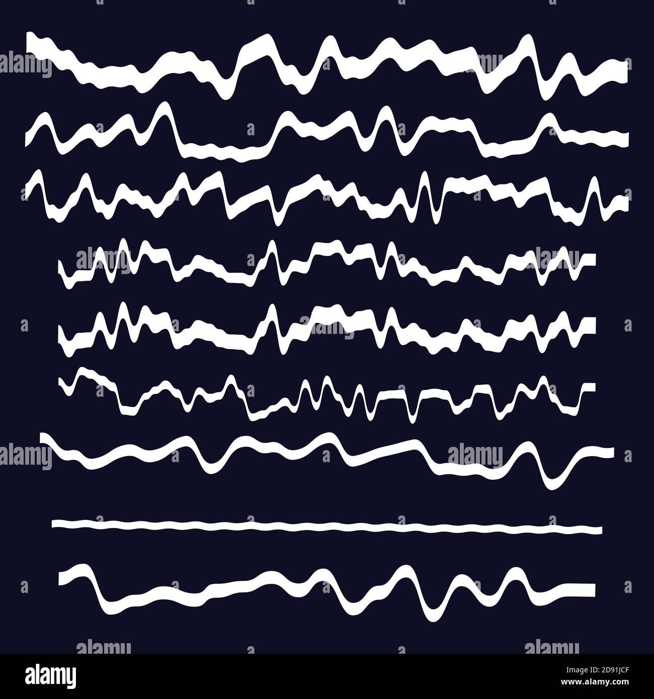 Irregular, random Wiggling, Squiggle waving, wavy lines, stripe set ...